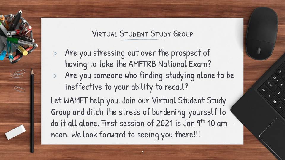 WAMFT Virtual Student Study Group - Wisconsin Association for Marriage ...