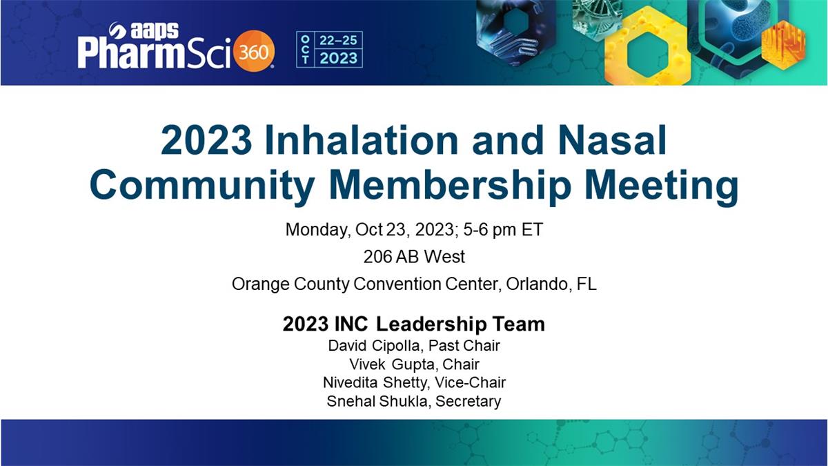 Inhalation and Nasal Community - AAPS Main Site