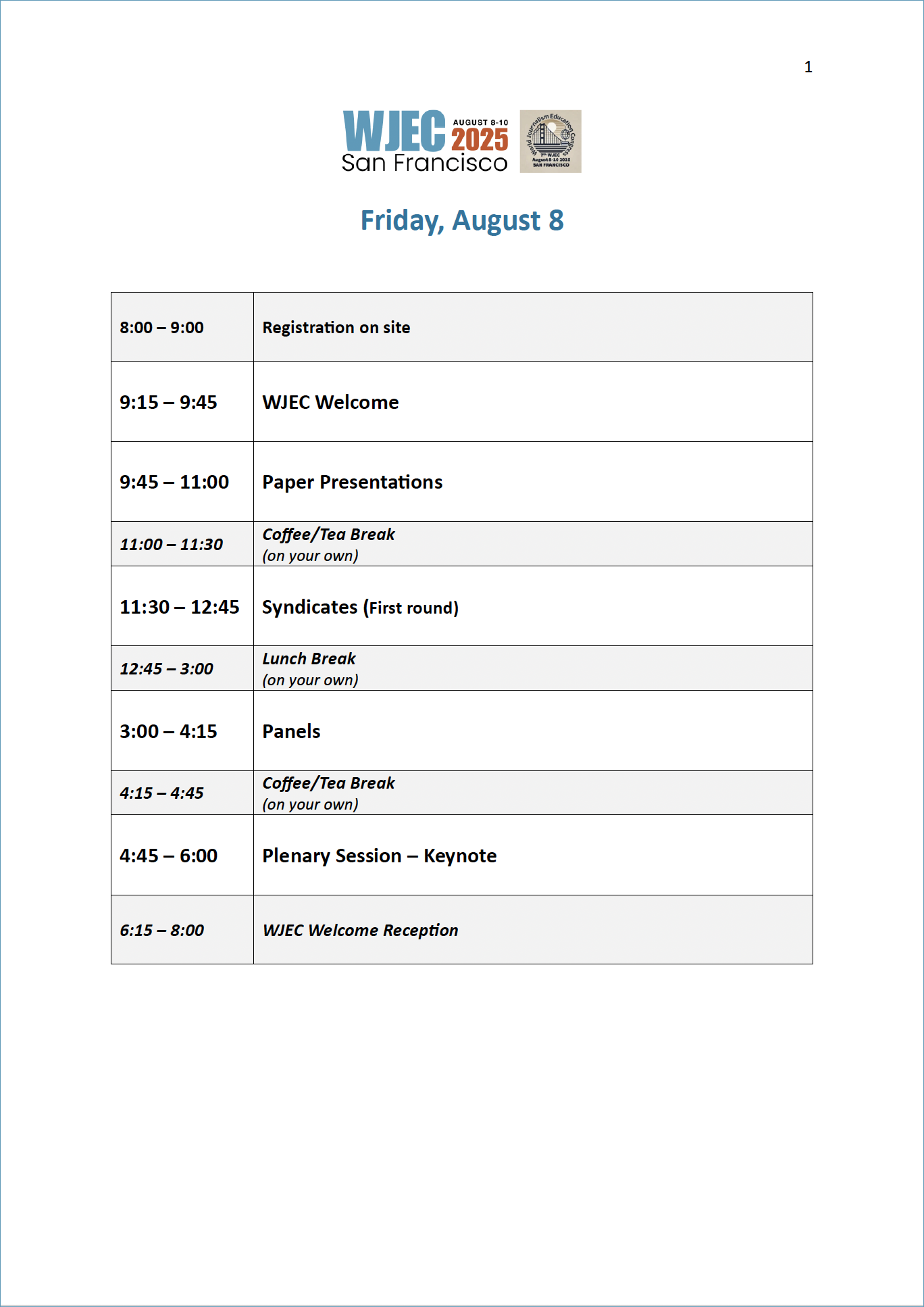 WJEC Programme - AEJMC Conference