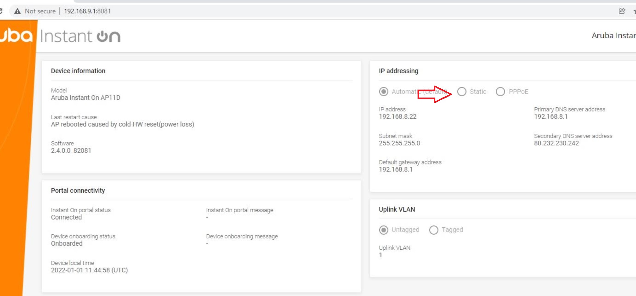 How to set Aruba AP11D to a Router | Instant On - Wireless