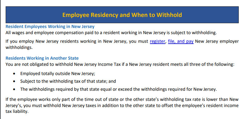 Withholding tax in NJ for a resident | Open Forum
