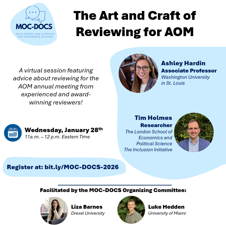 Join us for a virtual session on reviewing for the AOM annual meeting ...