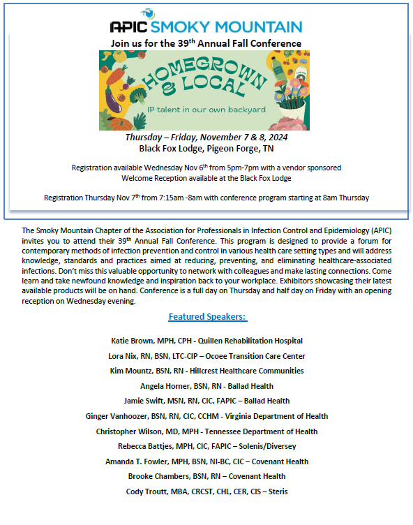 Annual Fall Conference - APIC Smoky Mountain