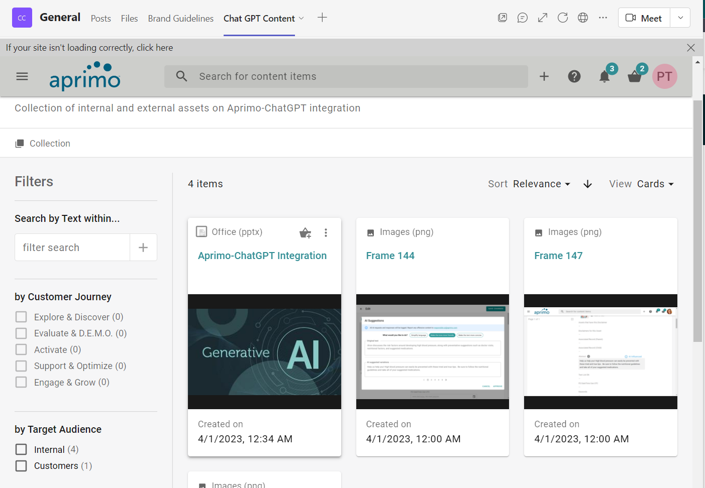 Connecting Aprimo and Microsoft Teams