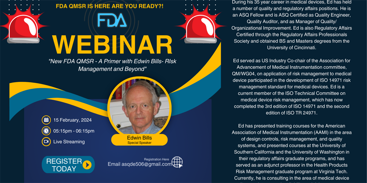 New FDA QMSR - A Primer with Edwin Bills- RIsk Management and Beyond ...