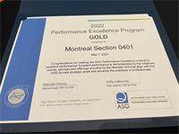 ASQ WCQI 2023 — 2022 PEP Awards Montreal Gold Recognition