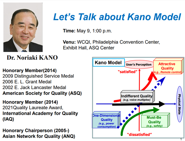 Meet Dr. Noriaki Kano at WCQI23!