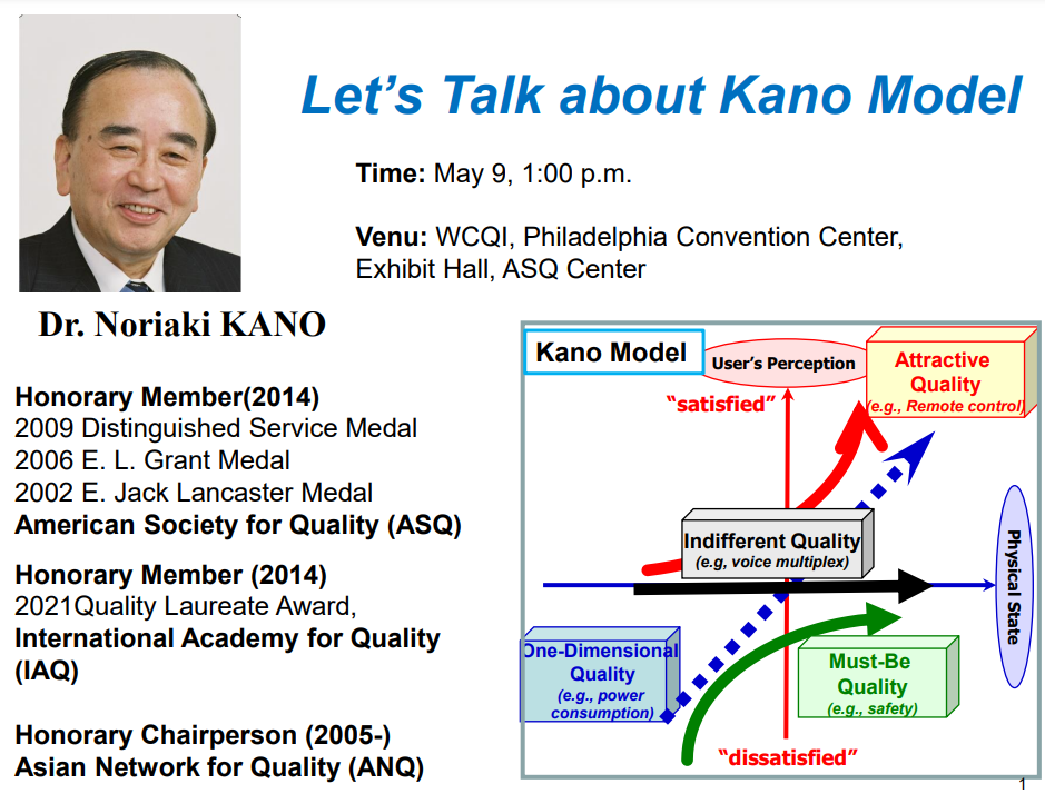 Meet Dr. Noriaki Kano at WCQI23!