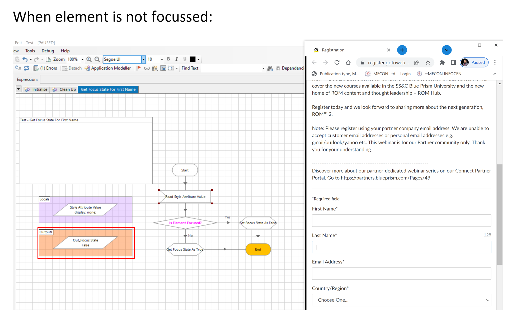 get the attributes of the currently focused element | Blue Prism Product