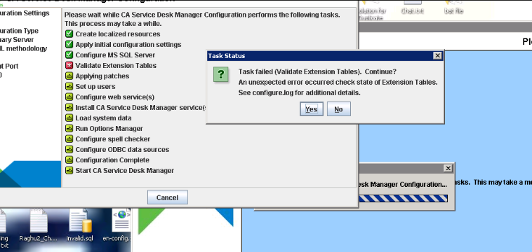 Error on installation of ServiceDesk | CA Service Management