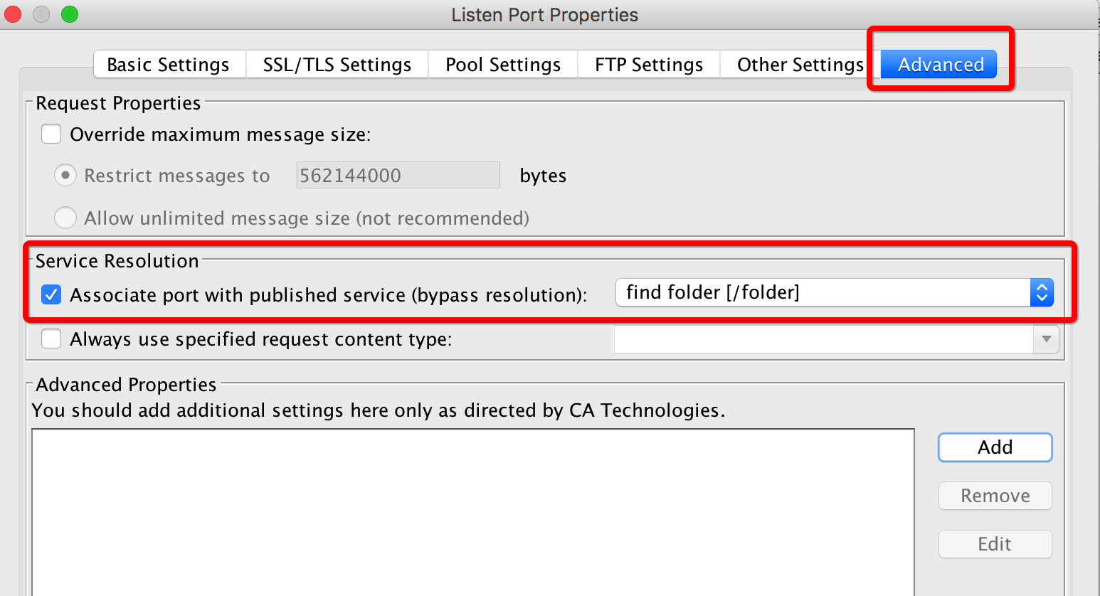 Restrict Service Access to a specific port | Layer7 API Management