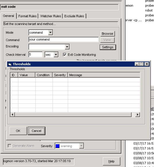 logmon: Execute command on Exit Code | DX Unified Infrastructure Management