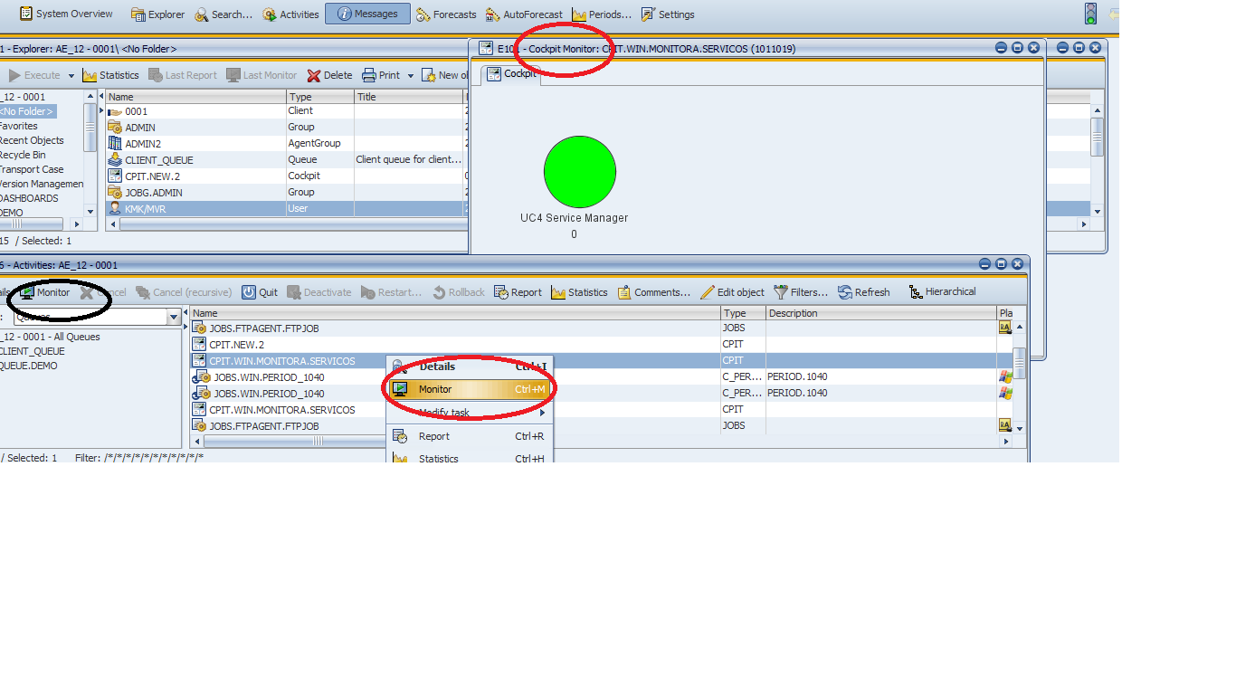 Cockpit 'Open Monitor' in AWI - v12 | Automic Workload Automation