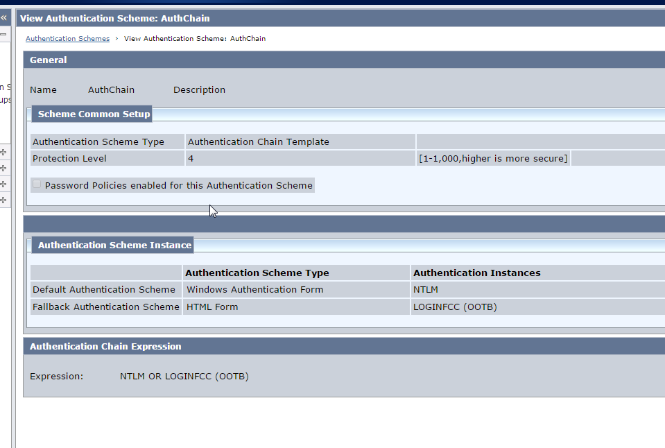Unable to change protection level for Authentication Chain Template | Symantec Access Management