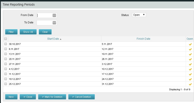 XOG Time Reporting Periods | Clarity