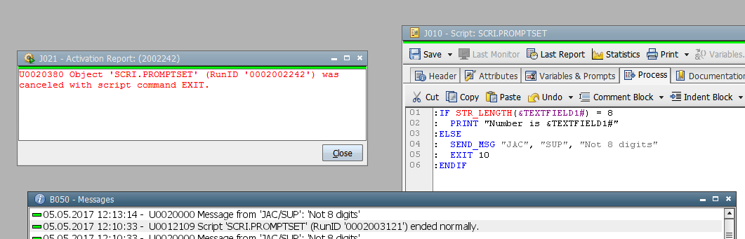 Length of text in a prompt set | Automic Workload Automation