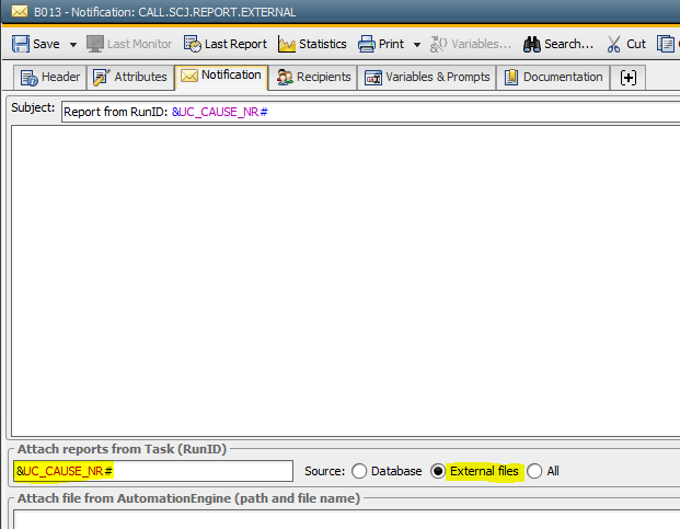 send job log as email notification attachment | Automic Workload Automation