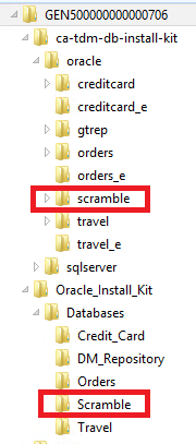 Scramble CA-tdm-db-install-kit vs Oracle_Install_Kit | Test Data Manager