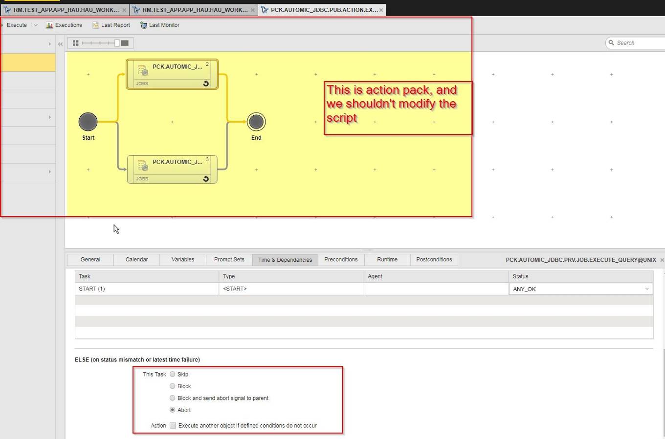 Time & Dependencies tab: Status field | Automic Continuous Delivery Automation