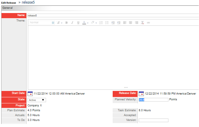No resources specified on the release(s) in scope. | Rally Software