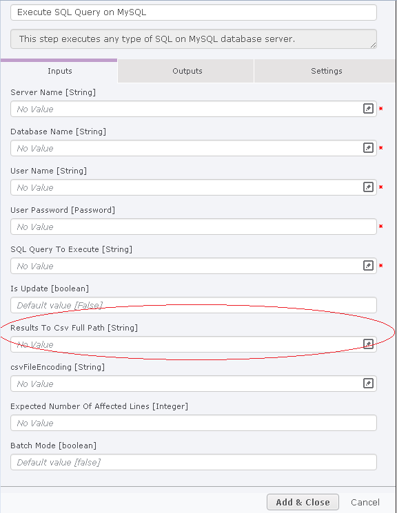 Java script action to execute the java script to create the CSV file ...