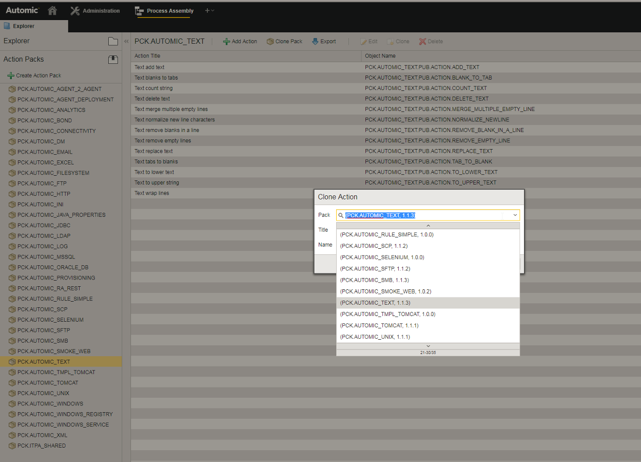 How do I clone Action and save it into different Action Pack? | Automic Continuous Delivery ...