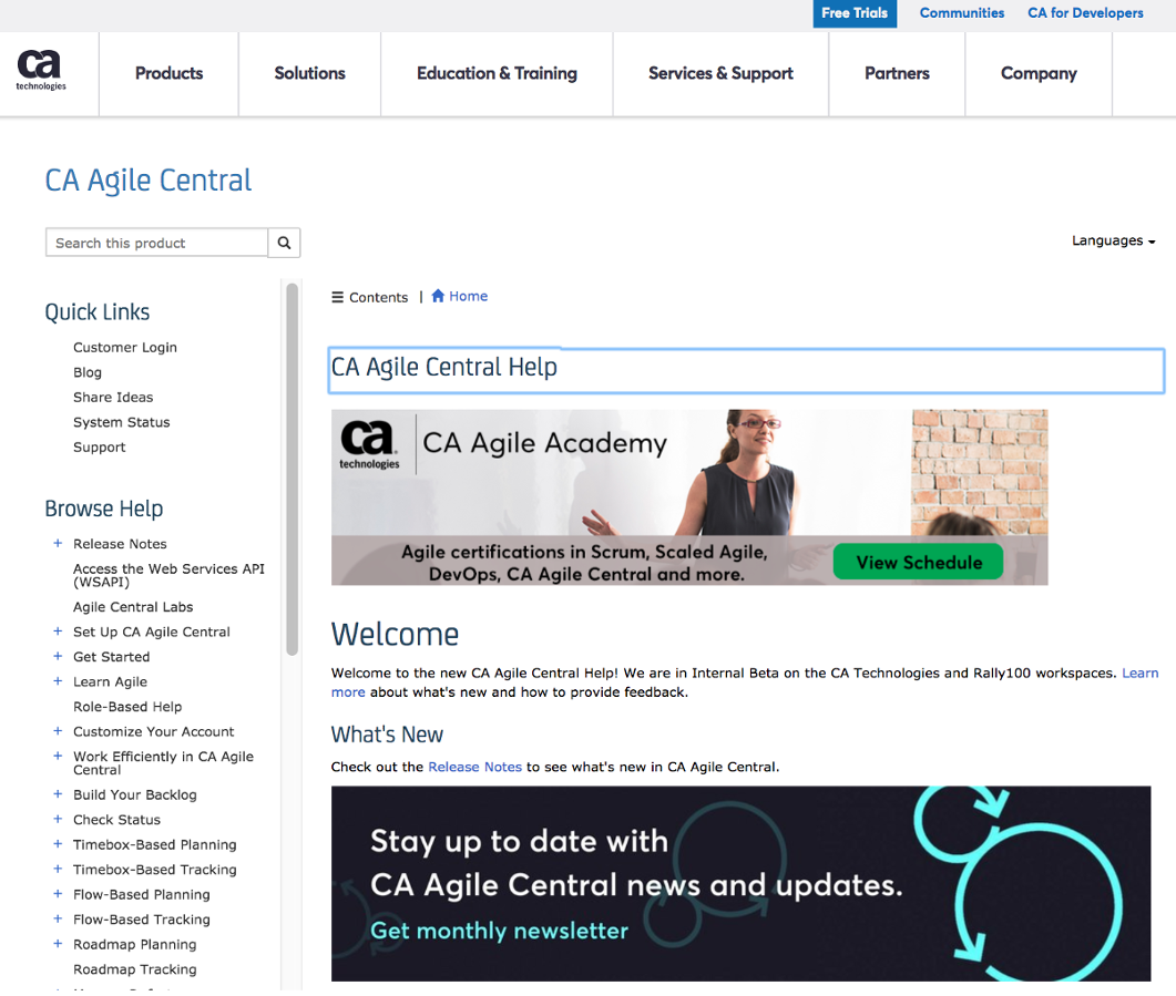 CA Agile Central Help Upgrade Goes Live 9-30-2018 | Rally Software