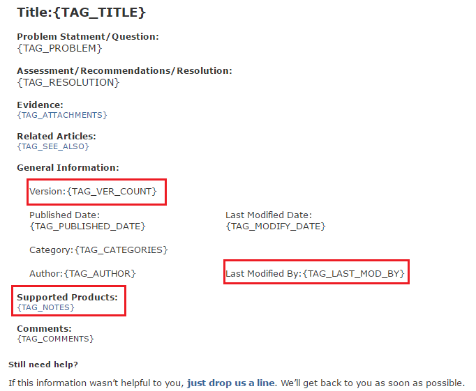 Knowledge document template | CA Service Management