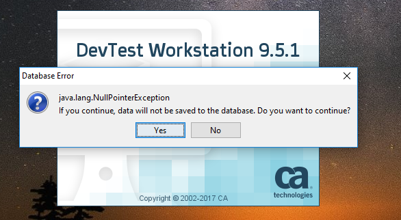 Getting Null Pointer Exception While Starting Ca Devtest 95 Service Virtualization