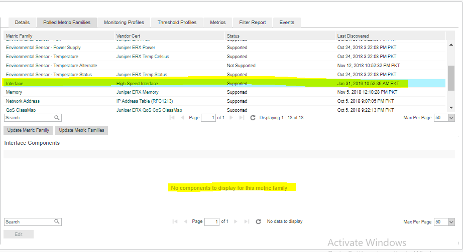 CAPC displaying No Interface against Network Devices | DX NetOps