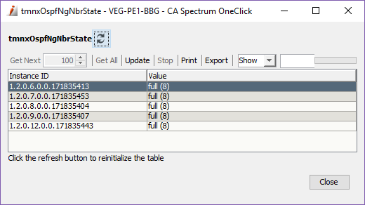How to make a spectrumwatch to monitor an OSPF neighborhood state table | DX NetOps
