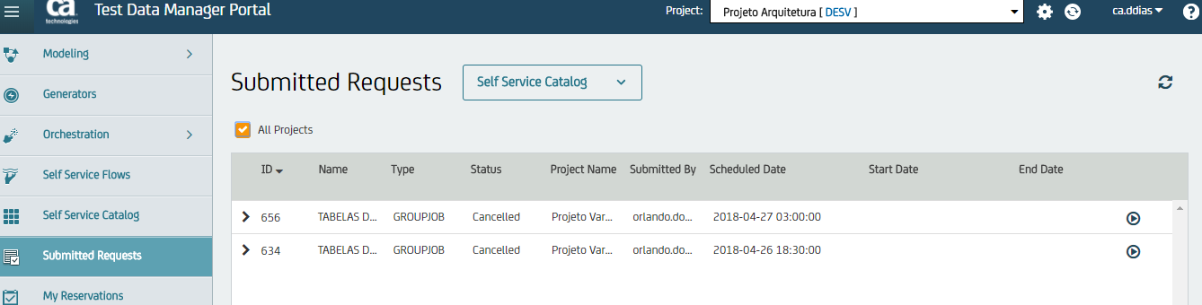 CA TDM Portal - Submitted Requests Limit | Test Data Manager