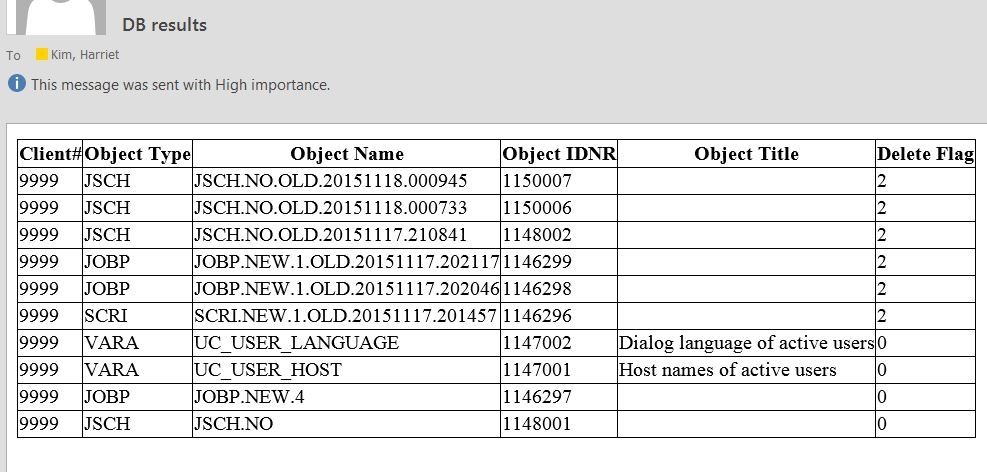 [Version 10] Output Query Results in Table Format to an E-mail Notification | Automic Workload ...