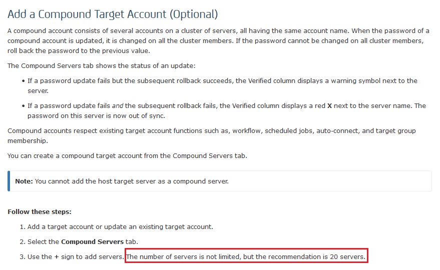 CA PAM - Compound Target Account can support more than 100 devices in 1 ...