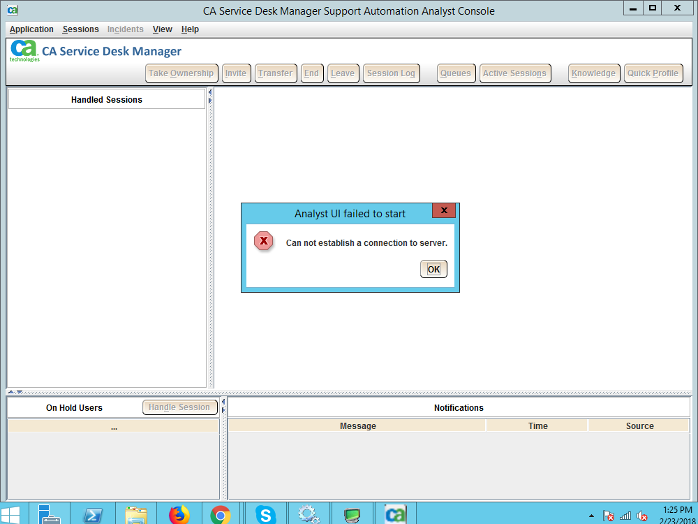 Support Automation Analyst UI failed to start | CA Service Management