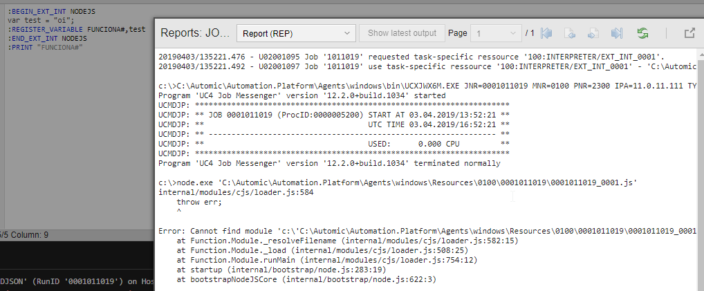 Extracting values from Javascript External Interpreter | Automic Workload Automation