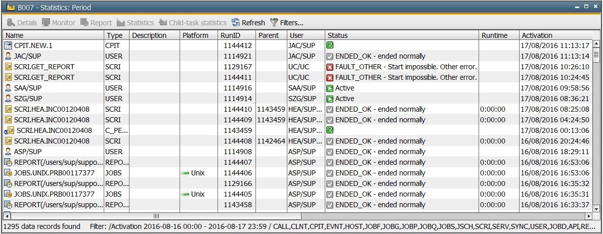 Retrieving the list of tasks that have been executed | Automic Workload ...