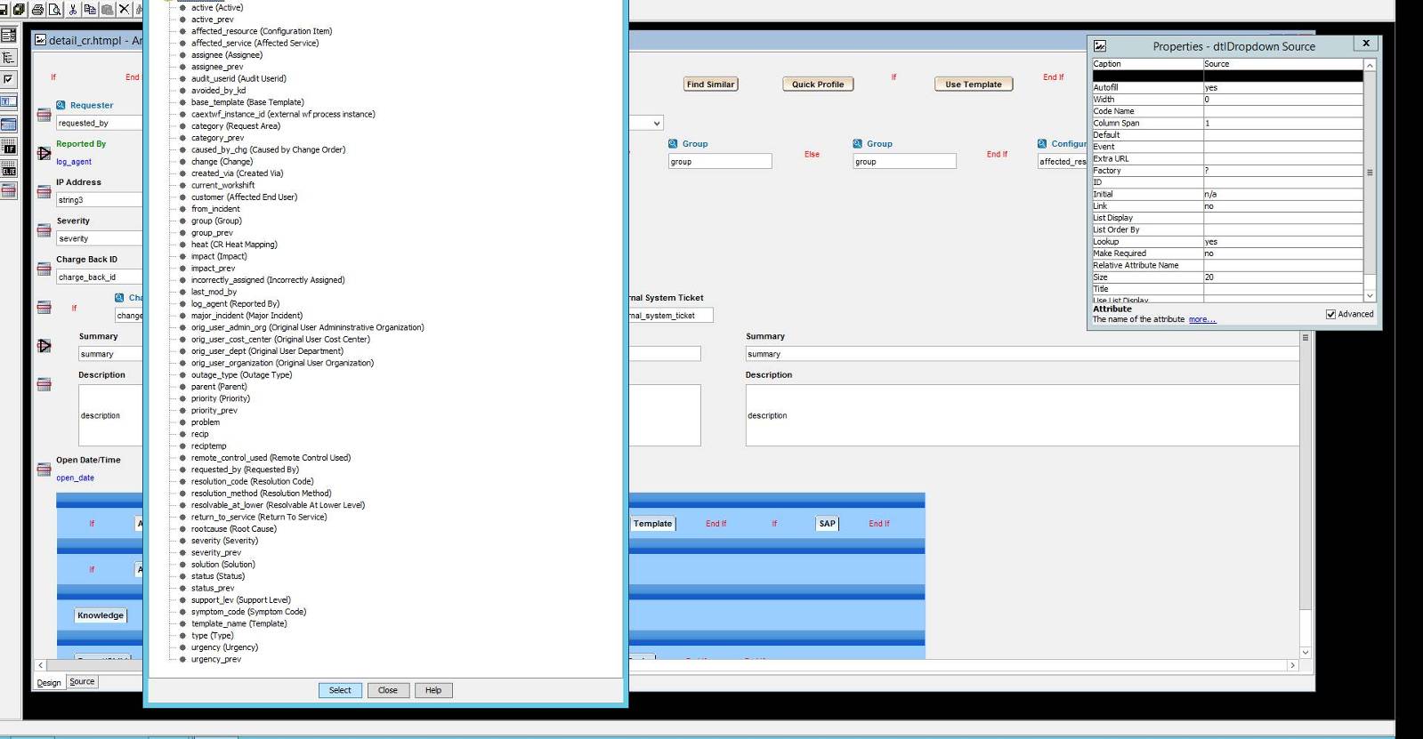 Source option is not available in 17.1 | CA Service Management