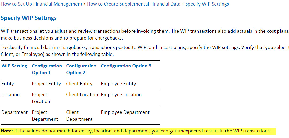 WIP Settings - Unexpected Results in the WIP Transactions | Clarity