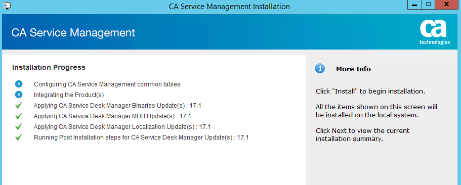 17.1 MDB upgrade procedure | CA Service Management