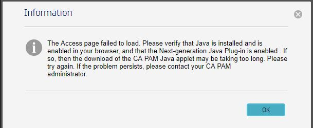 Access page failed to load in CA PAM 3.1.1 | Symantec Privileged Access ...
