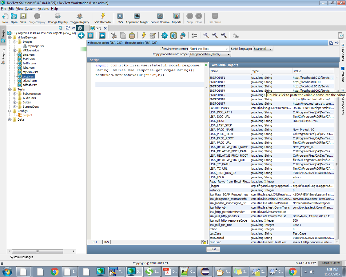 error in Beanshell Scripting in devtest | Service Virtualization