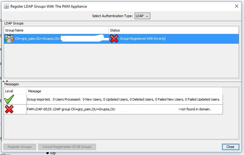 Error in Importing LDAP Groups/Users | Symantec Privileged Access Management