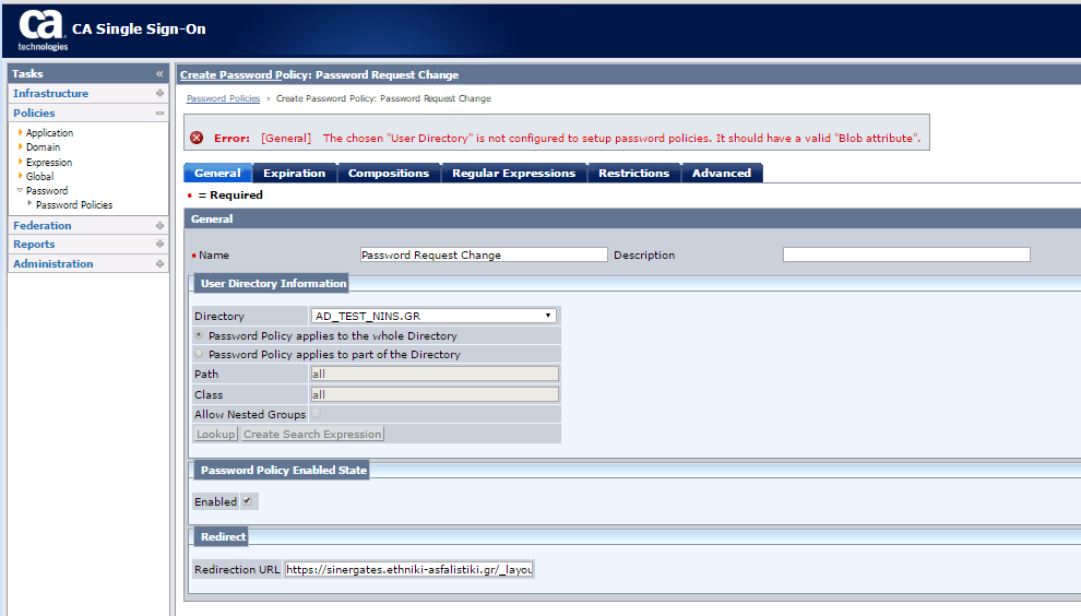 CA SSO Password Change Request - redirect to custom URL at smpwservices ...