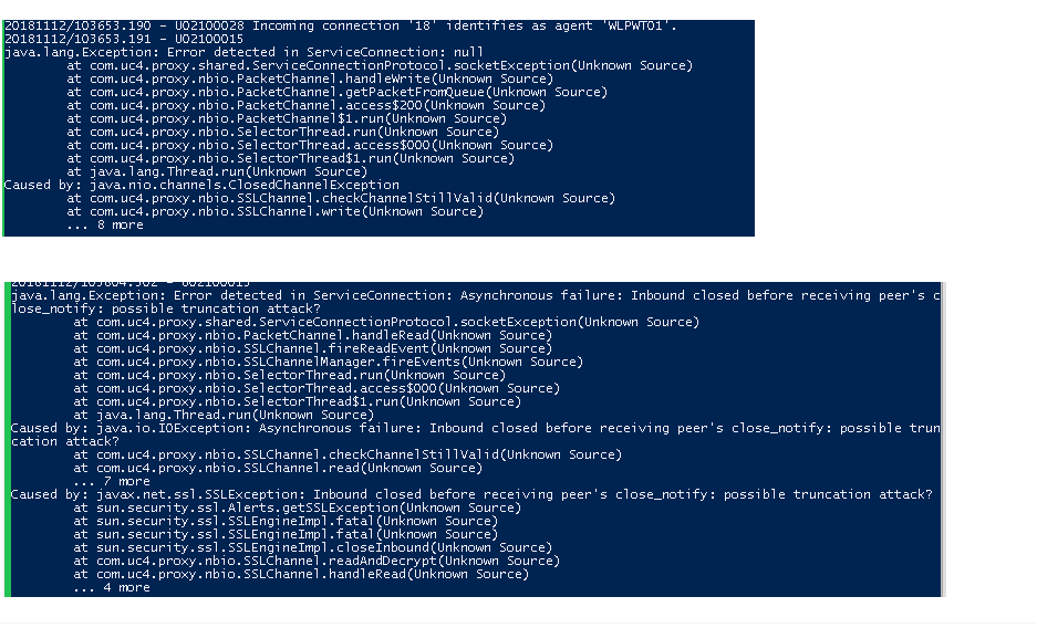 U02100015 IOException: Asynchronous failure: Inbound closed before receiving peer's close_notify ...