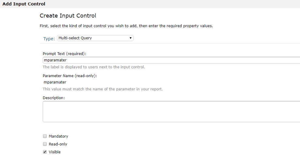 Jasper Server - Input Controls, Multi select Query | CA Service Management