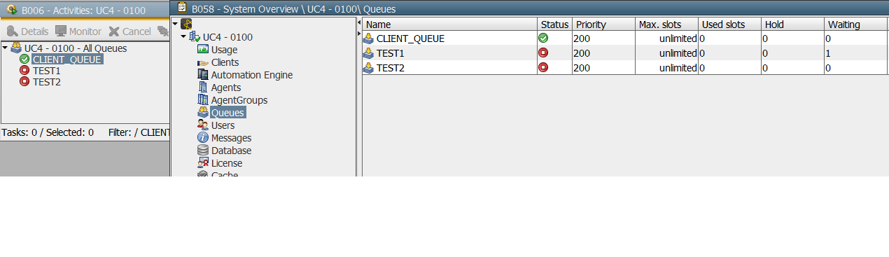 Stopping clients / Queues from database | Automic Workload Automation