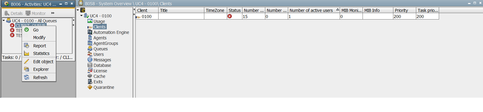Stopping clients / Queues from database | Automic Workload Automation