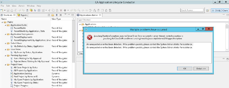 ALC Create new project issue | Application Lifecycle Conductor