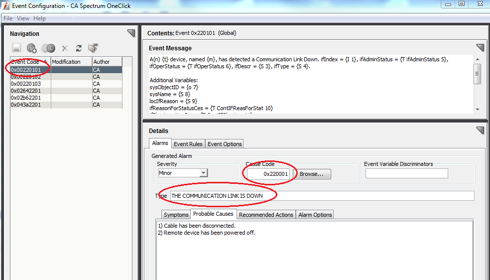 THE COMMUNICATION LINK IS DOWN Alarm | DX NetOps
